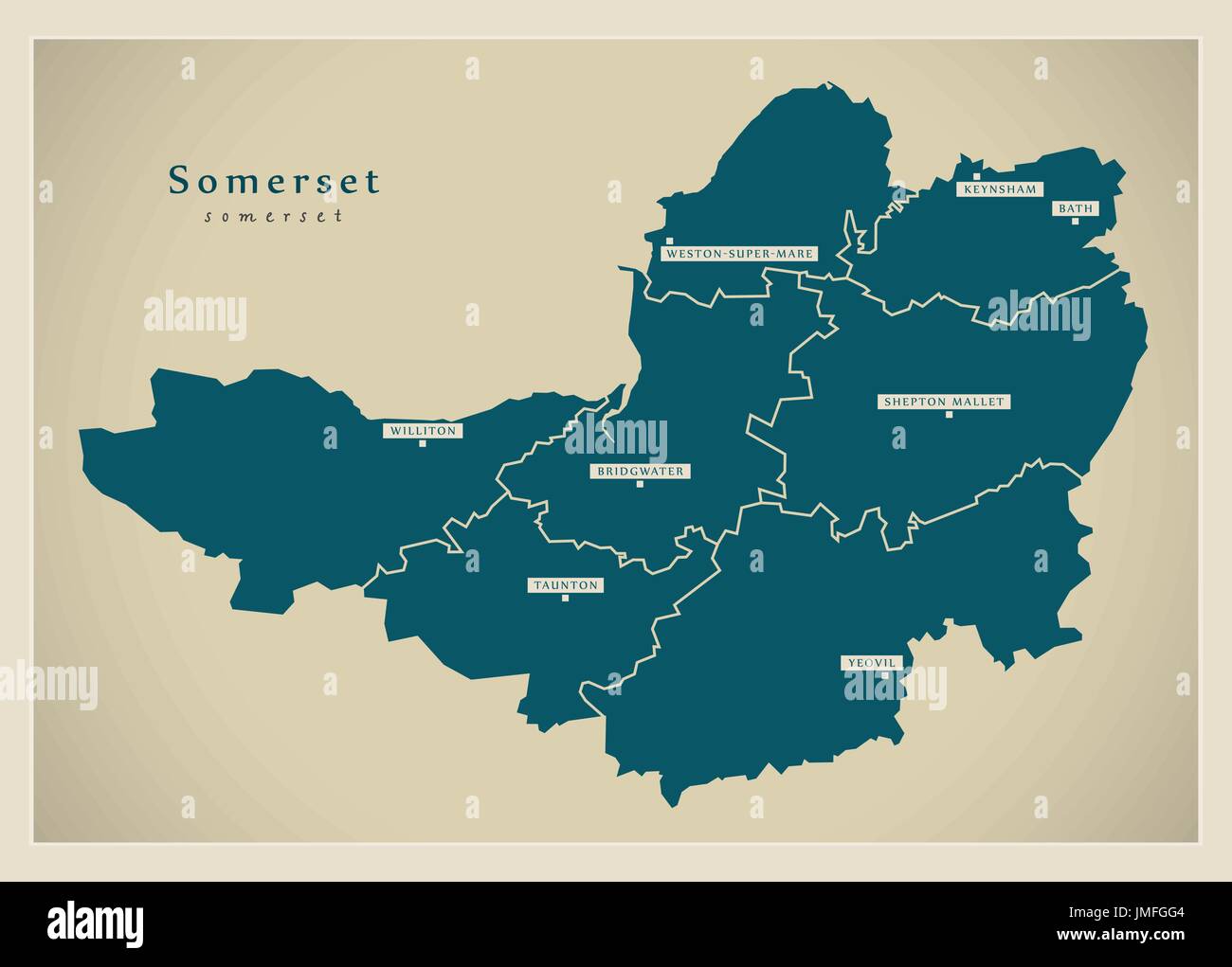 Modern Map - Somerset county with cities and districts England UK ... Modern Map - Somerset county with cities and districts England UK ...