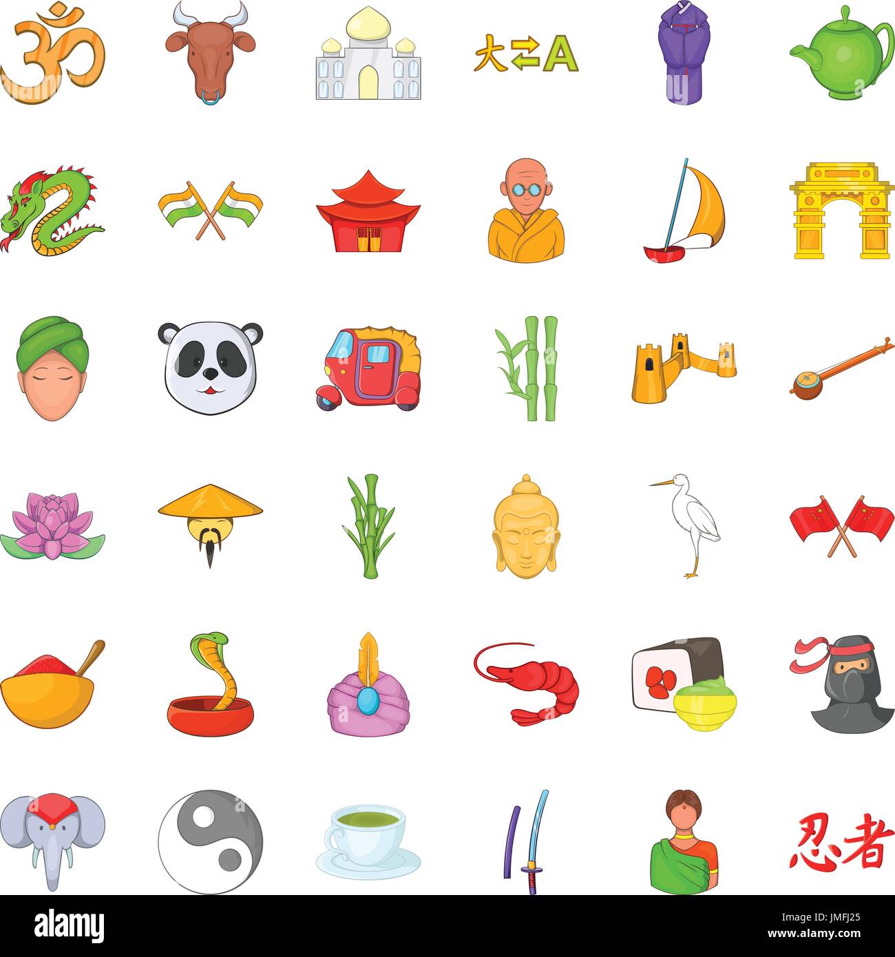 Asian culture icons set, cartoon style Stock Vector Image & Art - Alamy