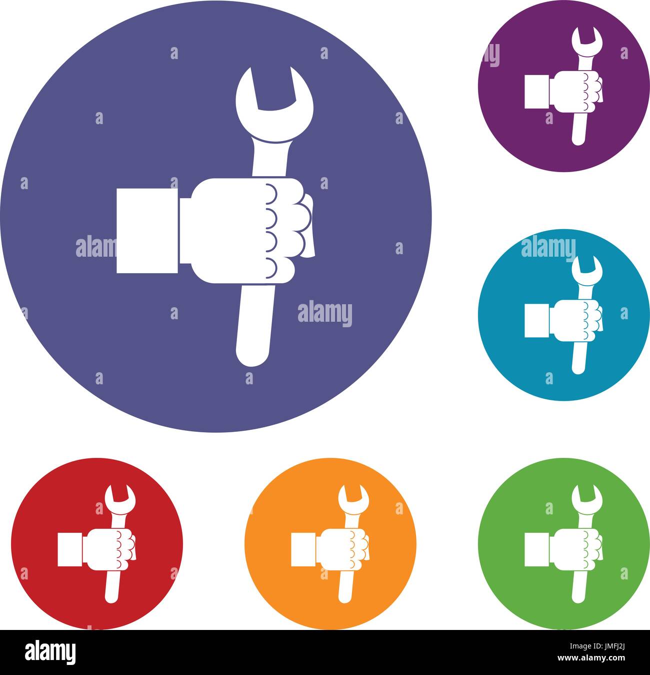 Wrench tool in man hand icons set Stock Vector Image & Art - Alamy