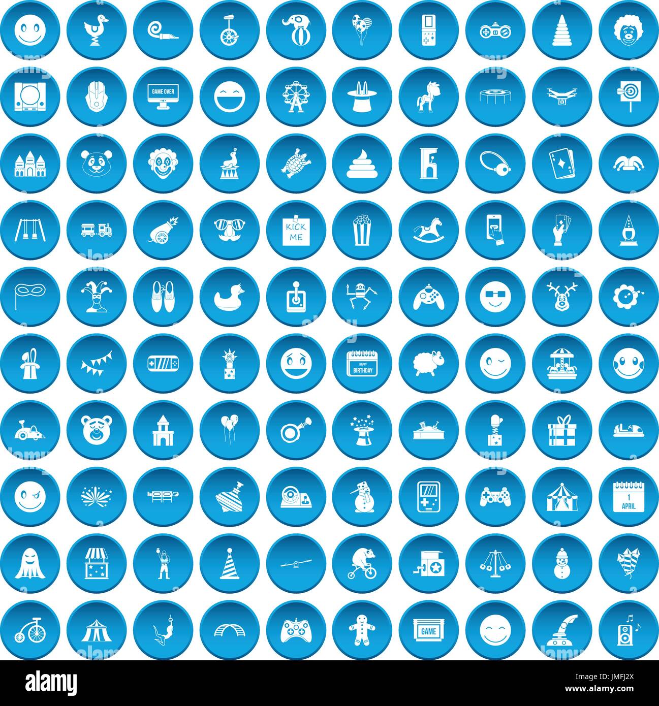 100 funny icons set blue Stock Vector Image & Art - Alamy