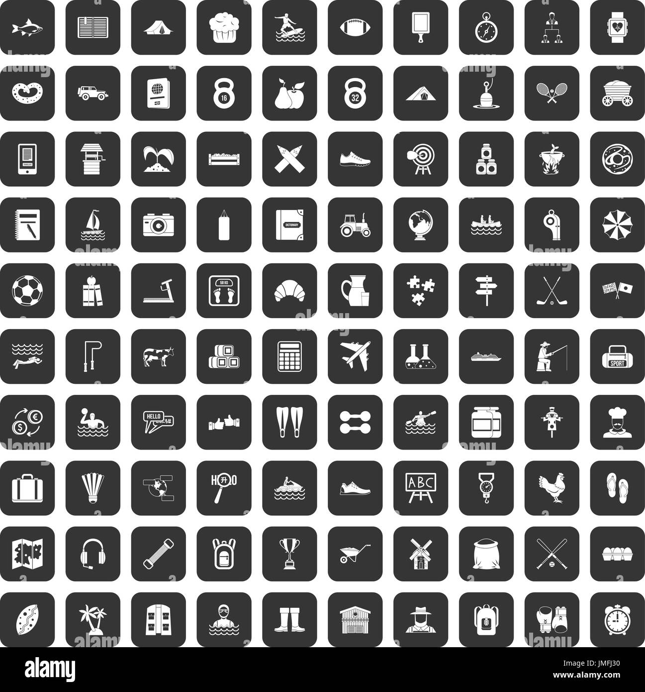 100 activity icons set black Stock Vector Image & Art - Alamy