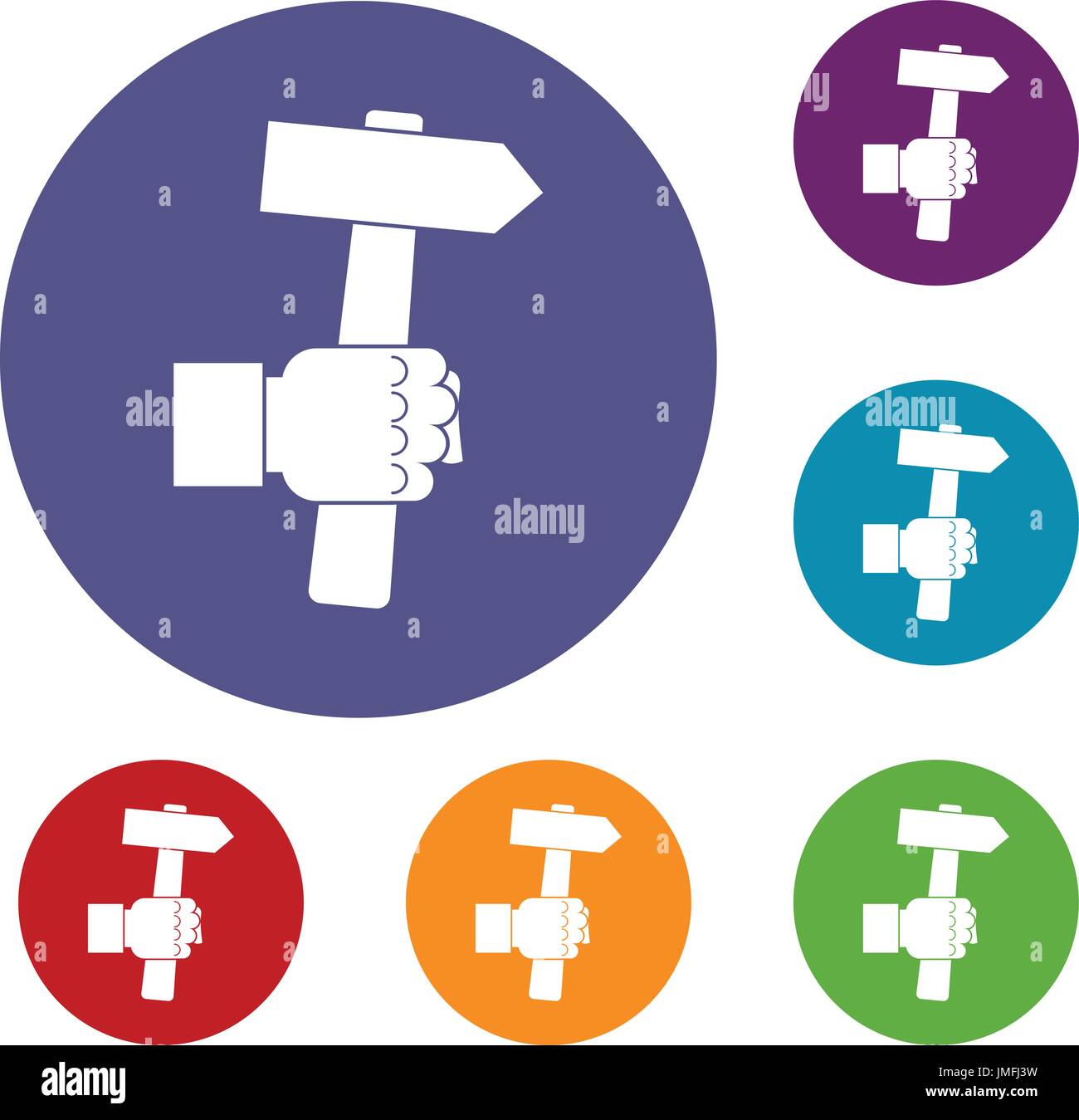 Hand hoding hammer with tool icons set Stock Vector Image & Art - Alamy