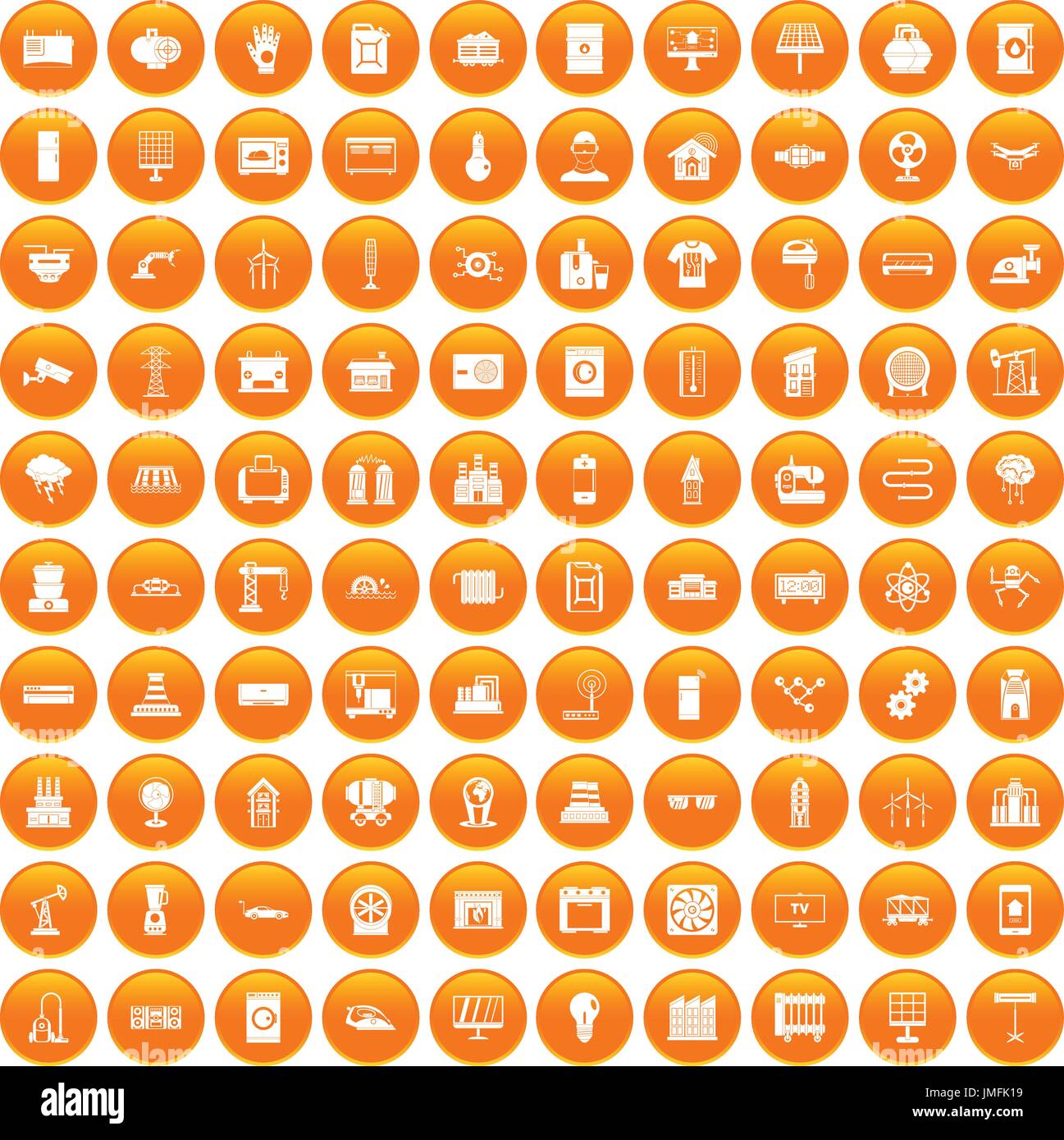 100 electrical engineering icons set orange Stock Vector Image & Art ...