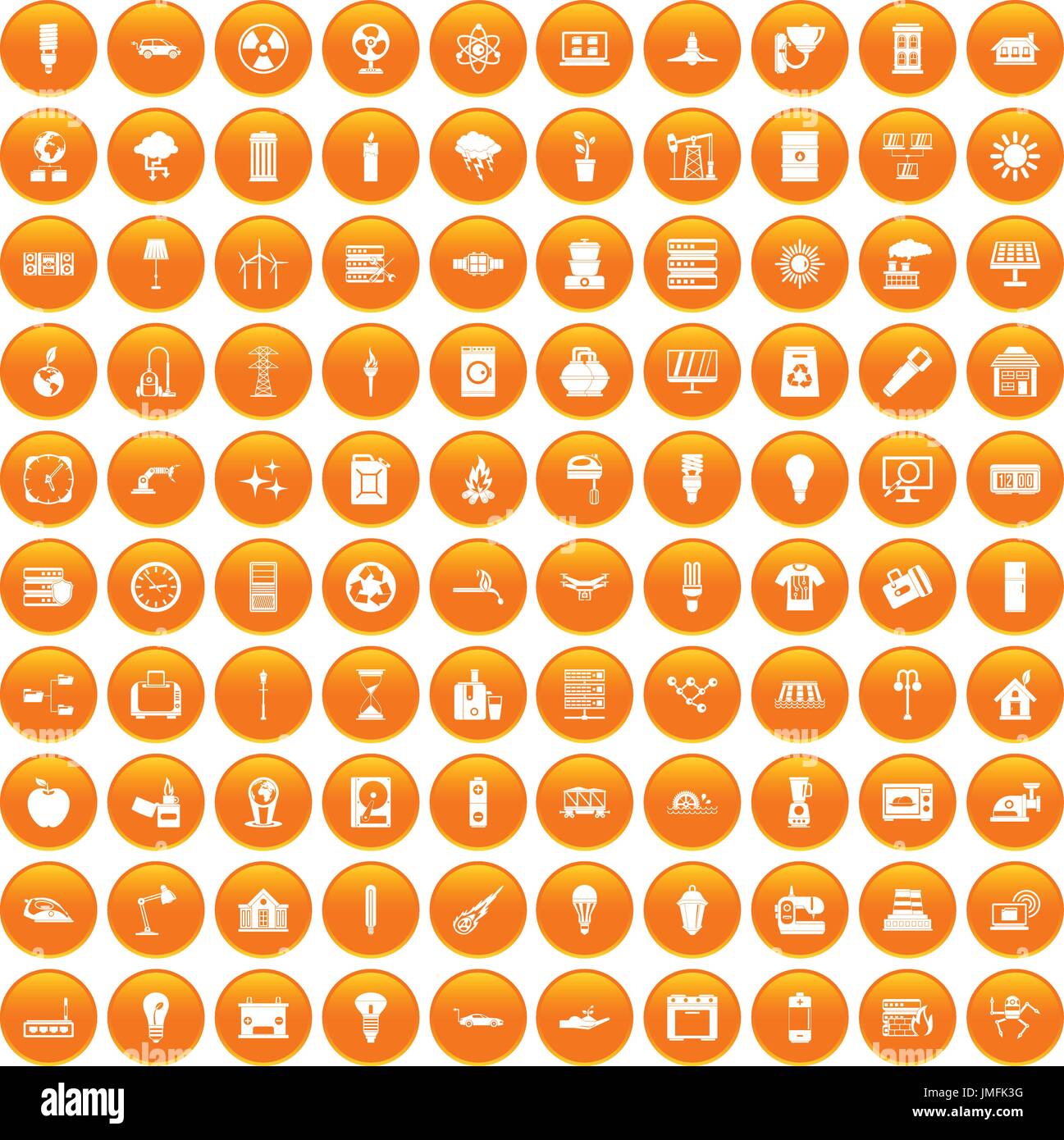 100 electricity icons set orange Stock Vector Image & Art - Alamy