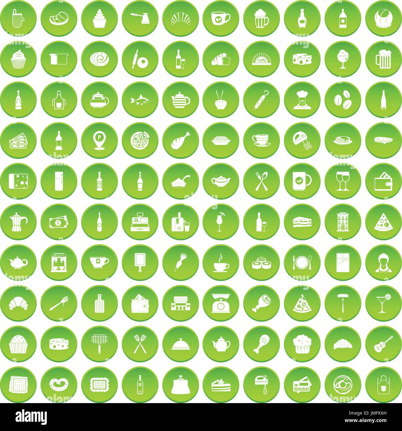 100 restaurant icons set green Stock Vector Image & Art - Alamy