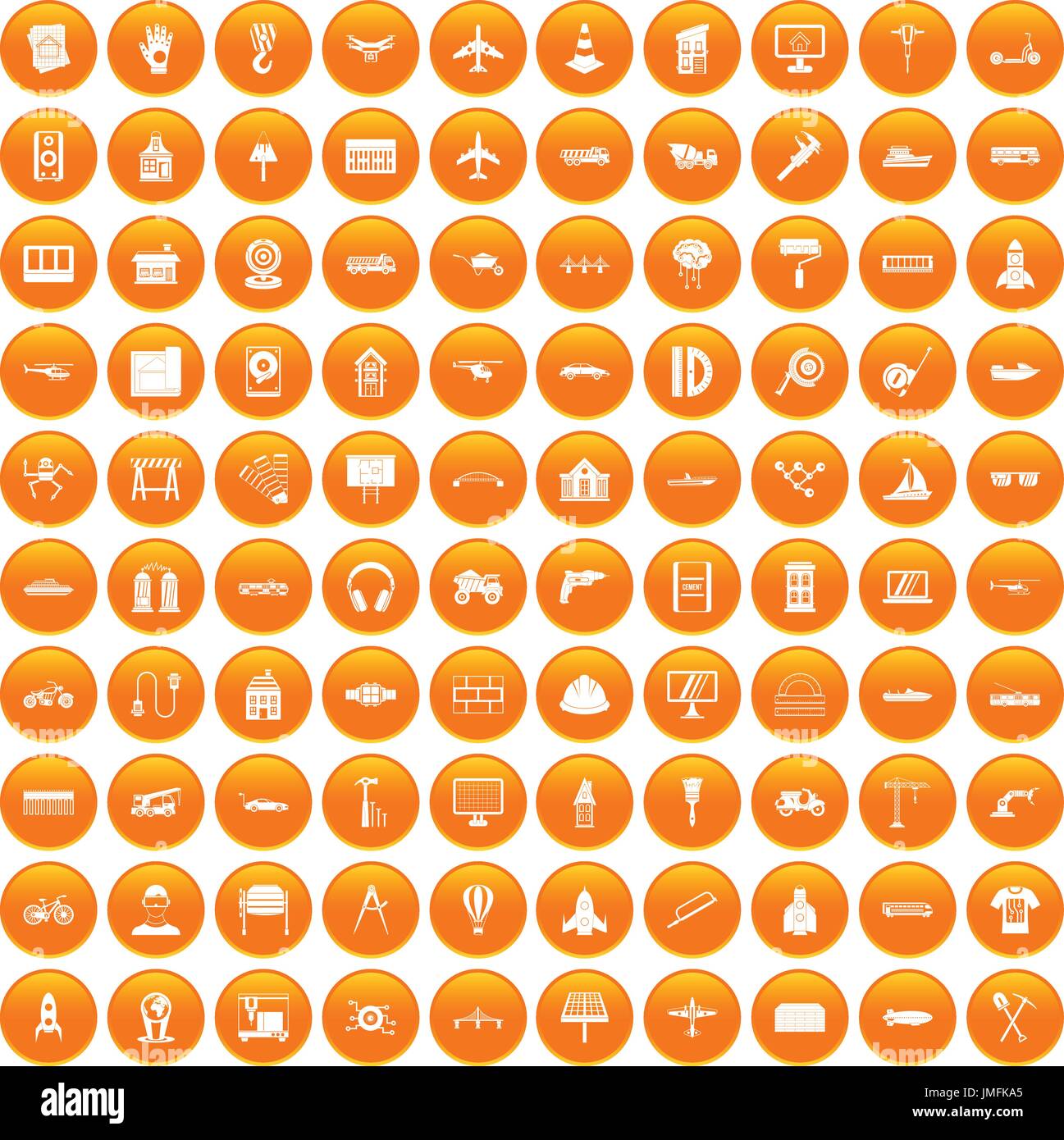 100 engineering icons set orange Stock Vector Image & Art - Alamy