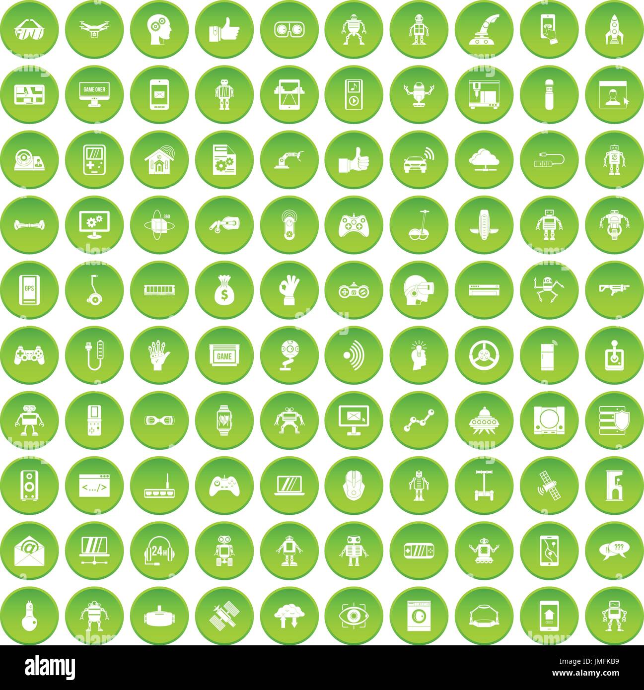 100 robot icons set green Stock Vector Image & Art - Alamy