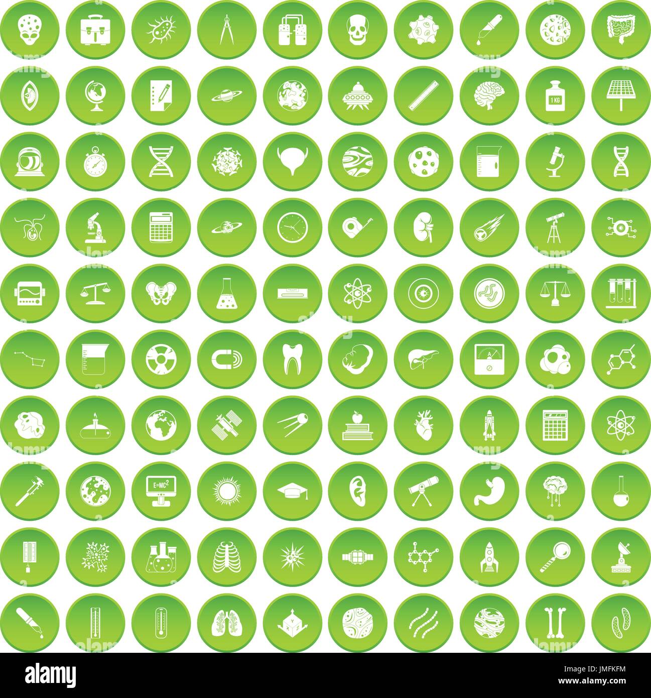 100 science icons set green Stock Vector Image & Art - Alamy