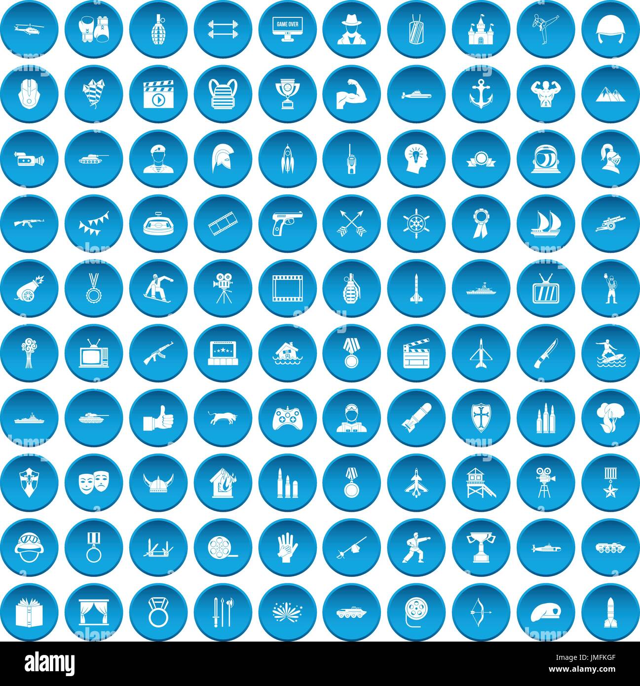 100 hero icons set blue Stock Vector Image & Art - Alamy