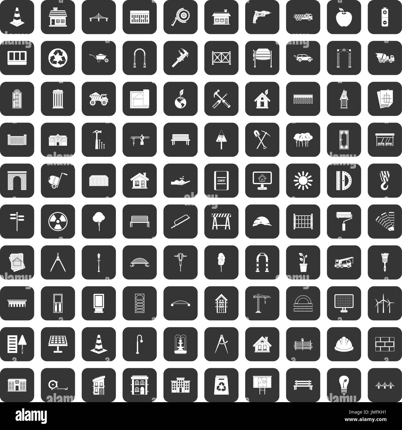 100 architecture icons set black Stock Vector Image & Art - Alamy