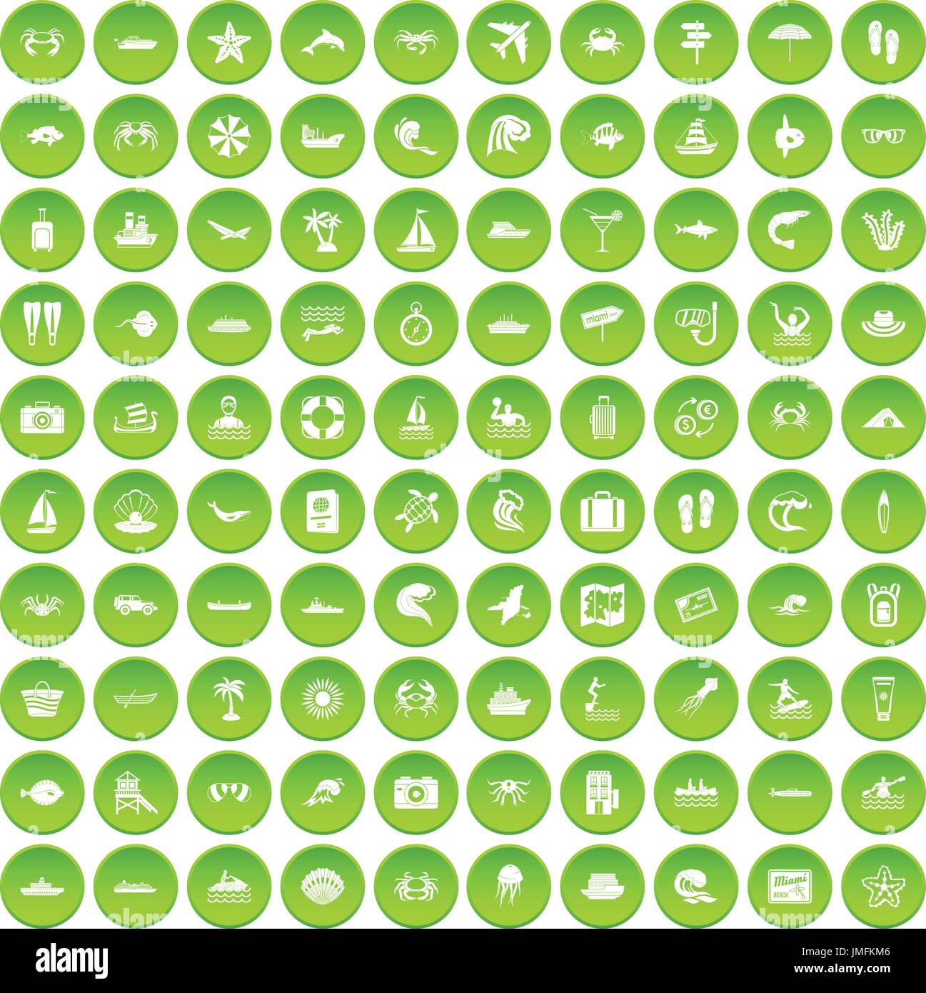 100 sea life icons set green Stock Vector Image & Art - Alamy