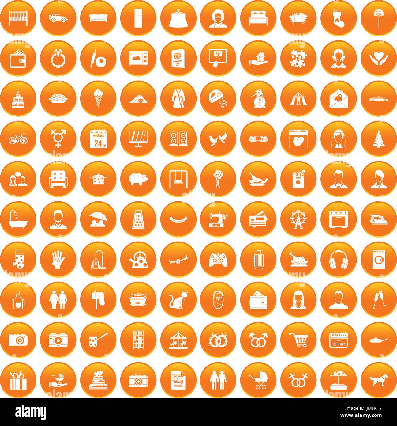 100 family icons set orange Stock Vector Image & Art - Alamy