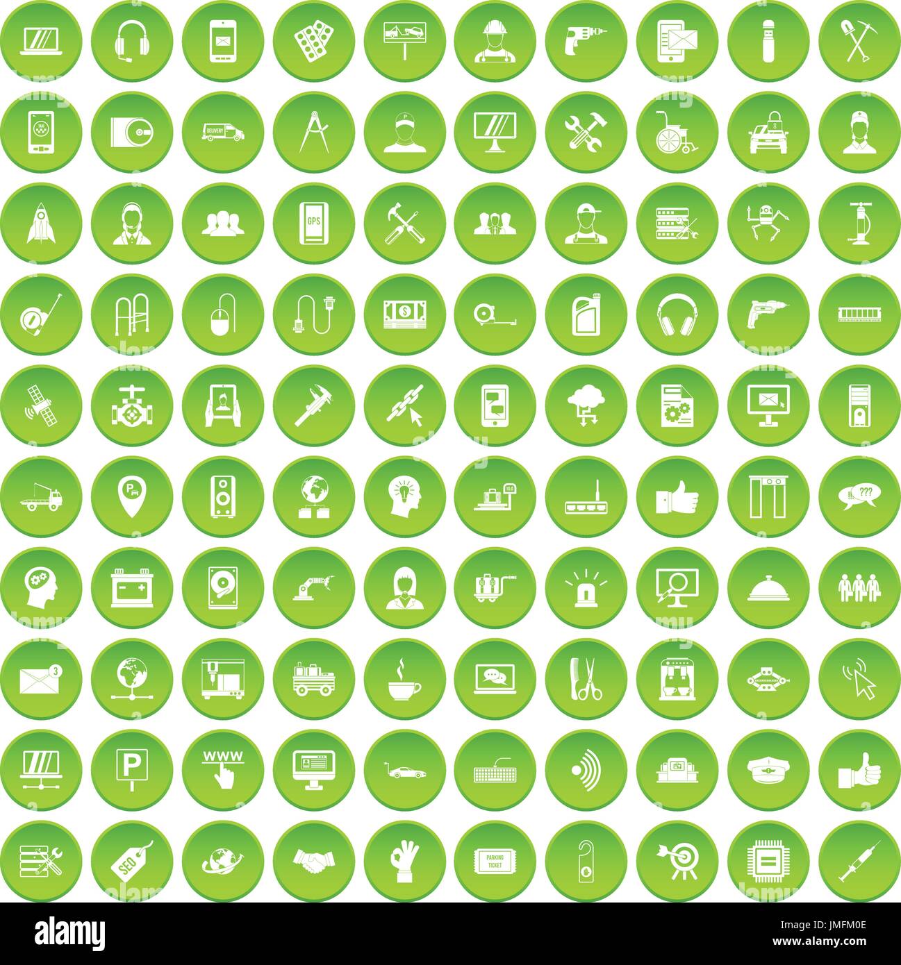 100 support icons set green Stock Vector Image & Art - Alamy