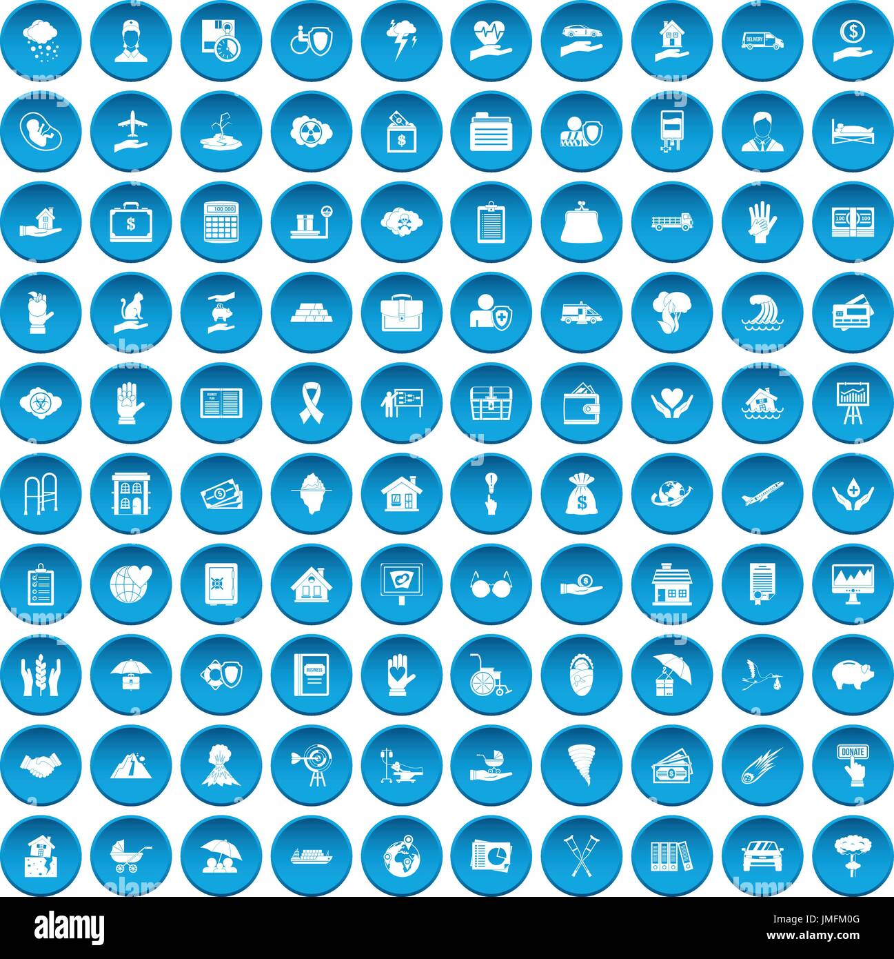 100 insurance icons set blue Stock Vector Image & Art - Alamy