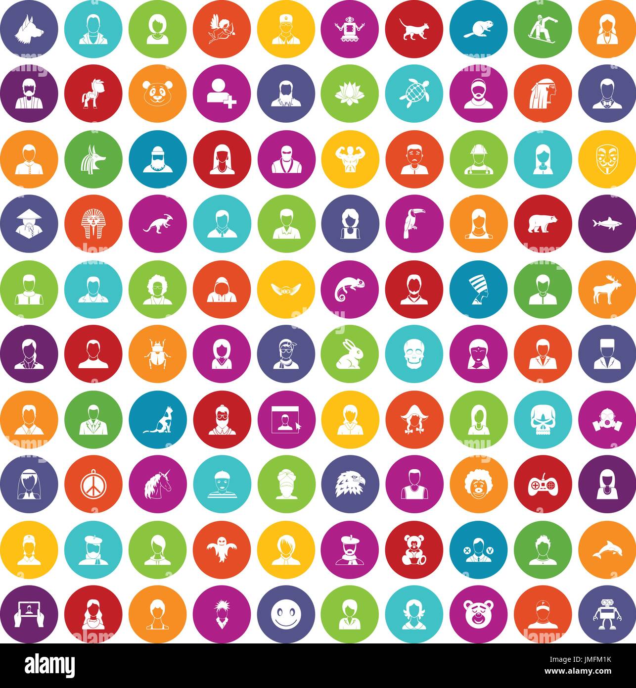 100 avatar icons set color Stock Vector Image & Art - Alamy