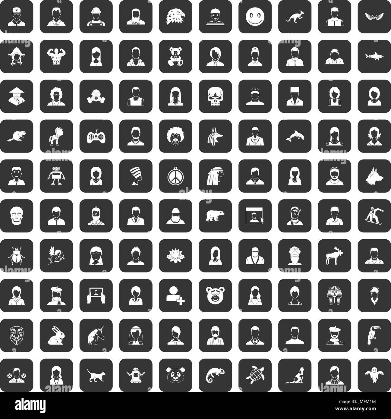 100 avatar icons set black Stock Vector Image & Art - Alamy