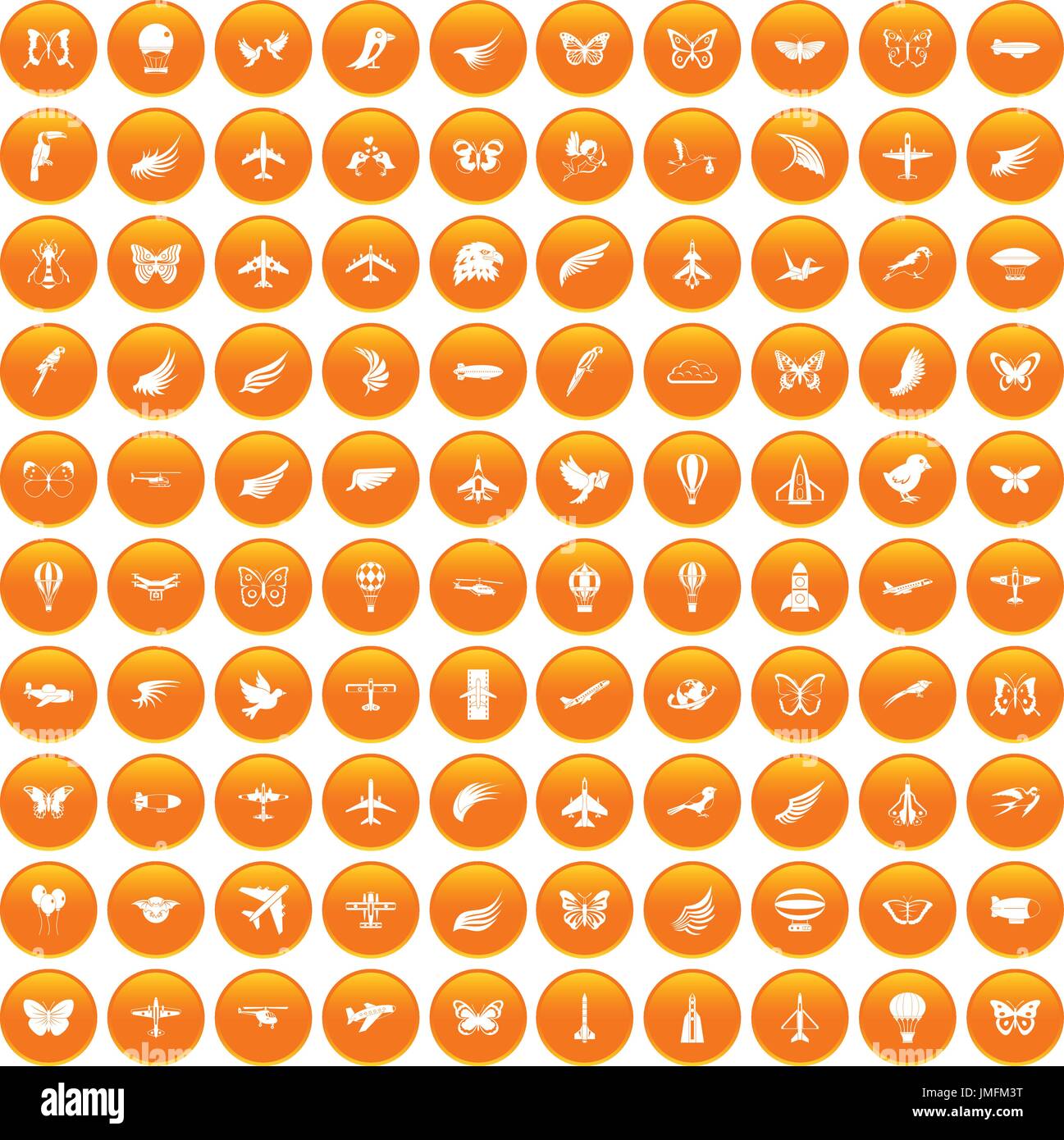 100 fly icons set orange Stock Vector Image & Art - Alamy
