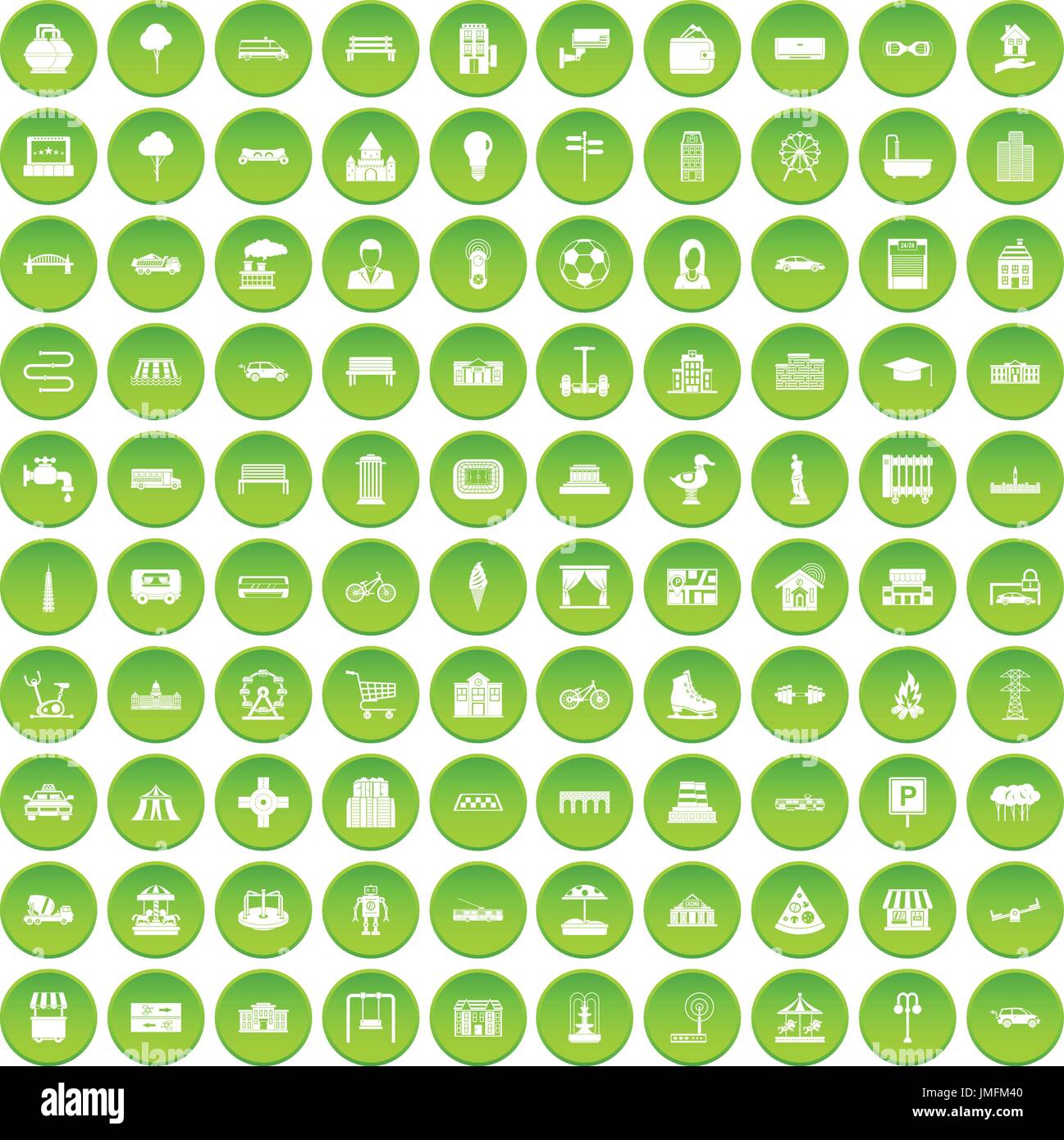 100 urban icons set green Stock Vector Image & Art - Alamy