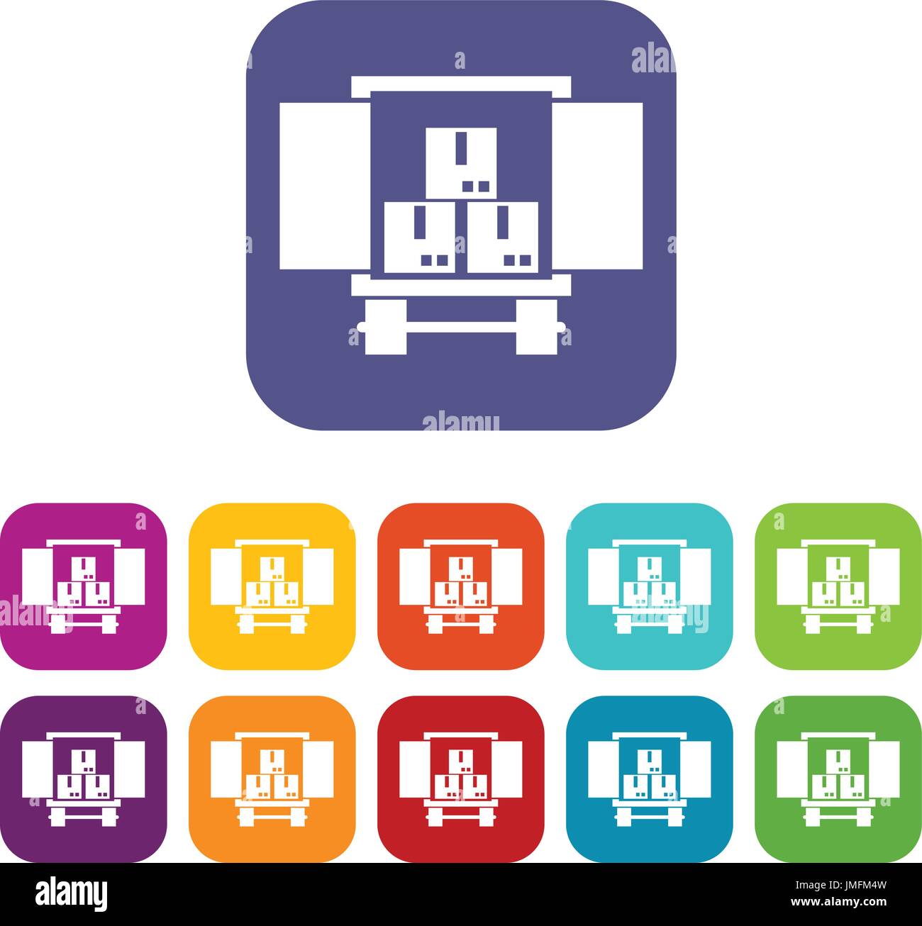 Cargo truck with load icons set Stock Vector Image & Art - Alamy