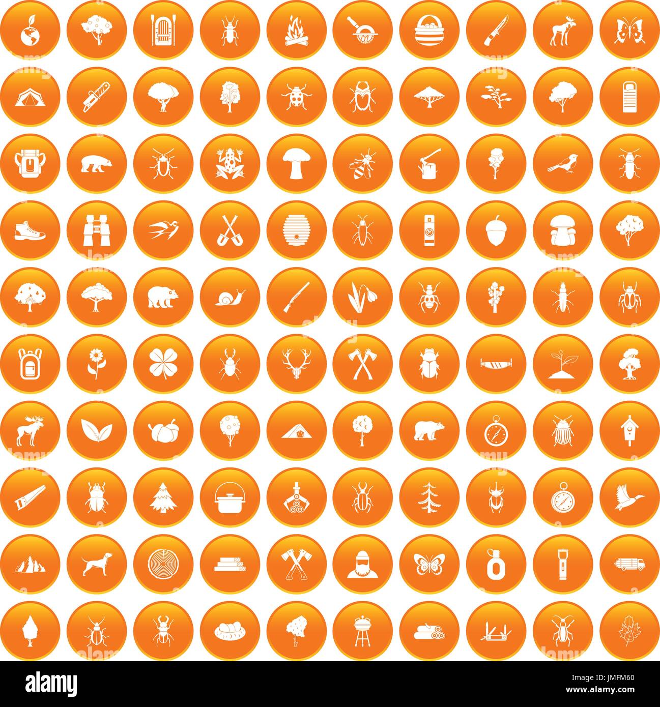 100 forest icons set orange Stock Vector Image & Art - Alamy
