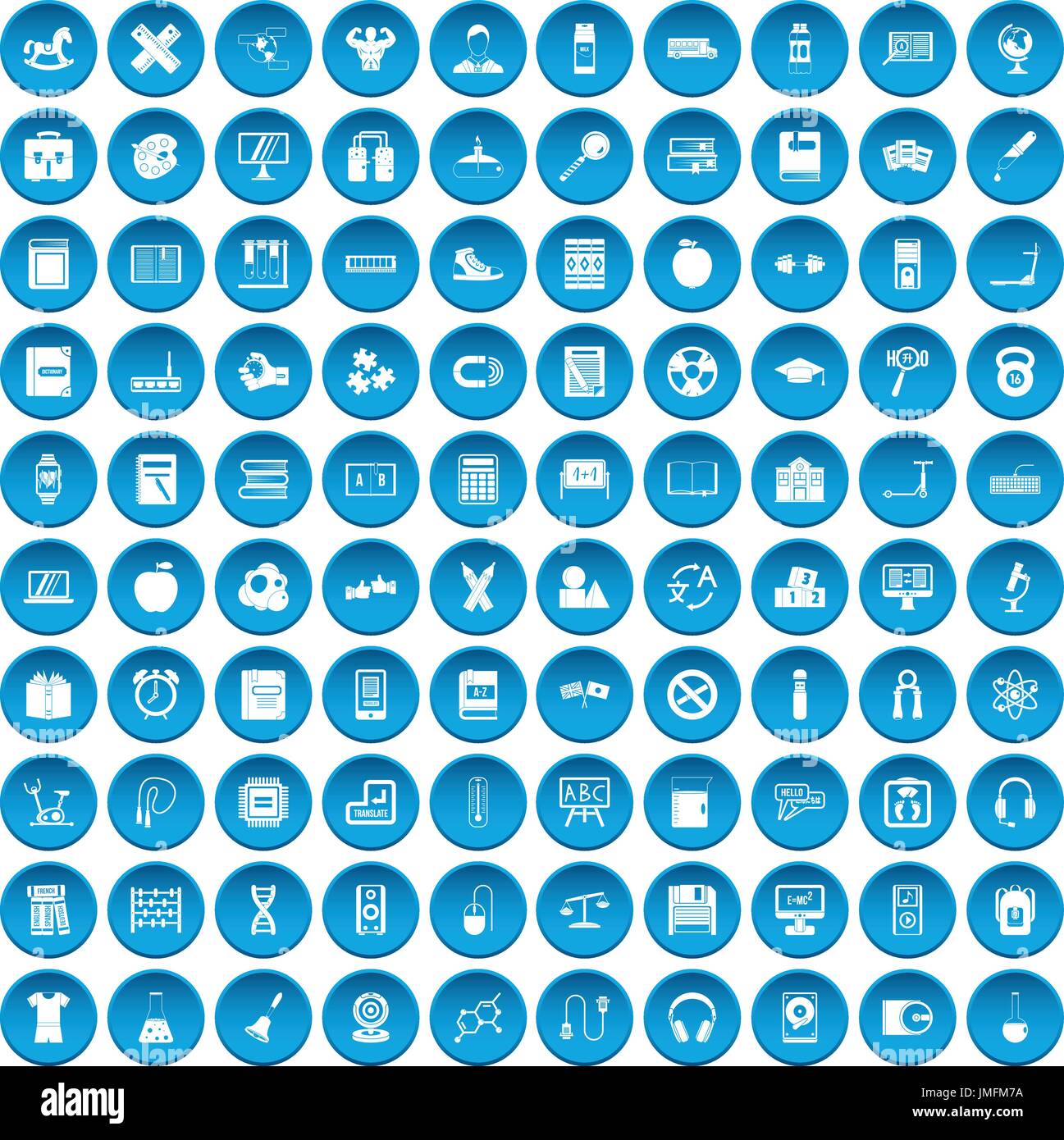 100 learning kids icons set blue Stock Vector Image & Art - Alamy