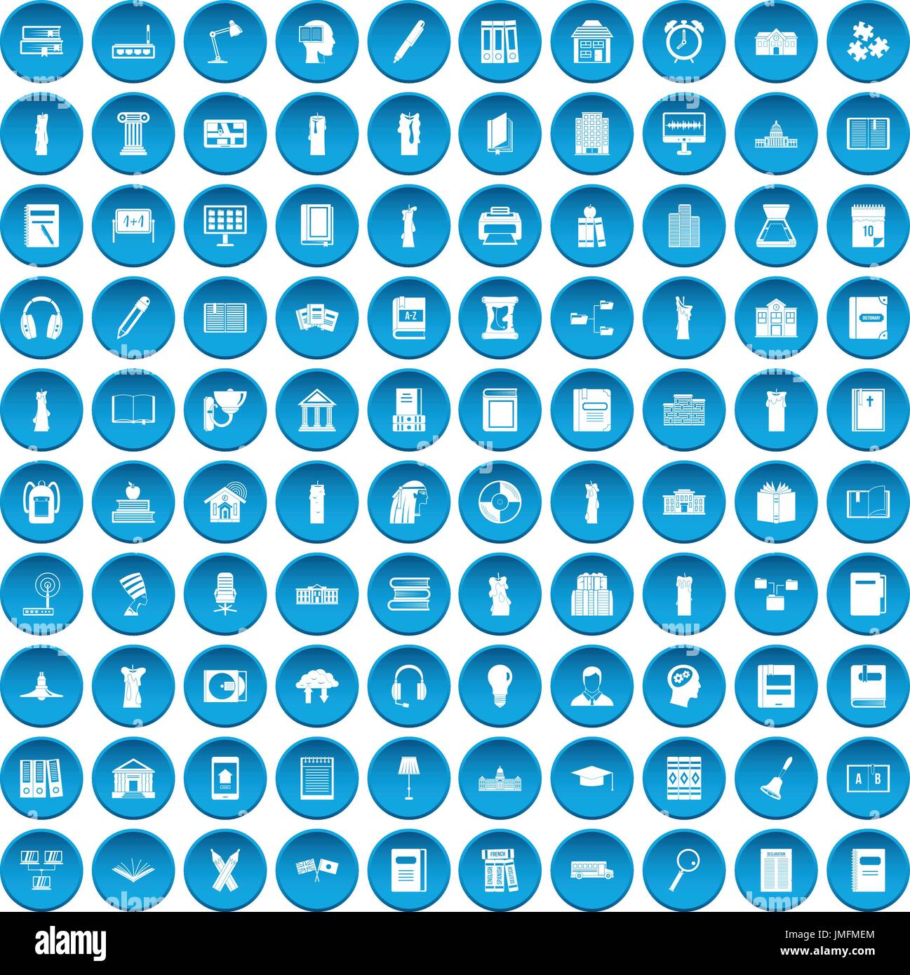 100 library icons set blue Stock Vector Image & Art - Alamy