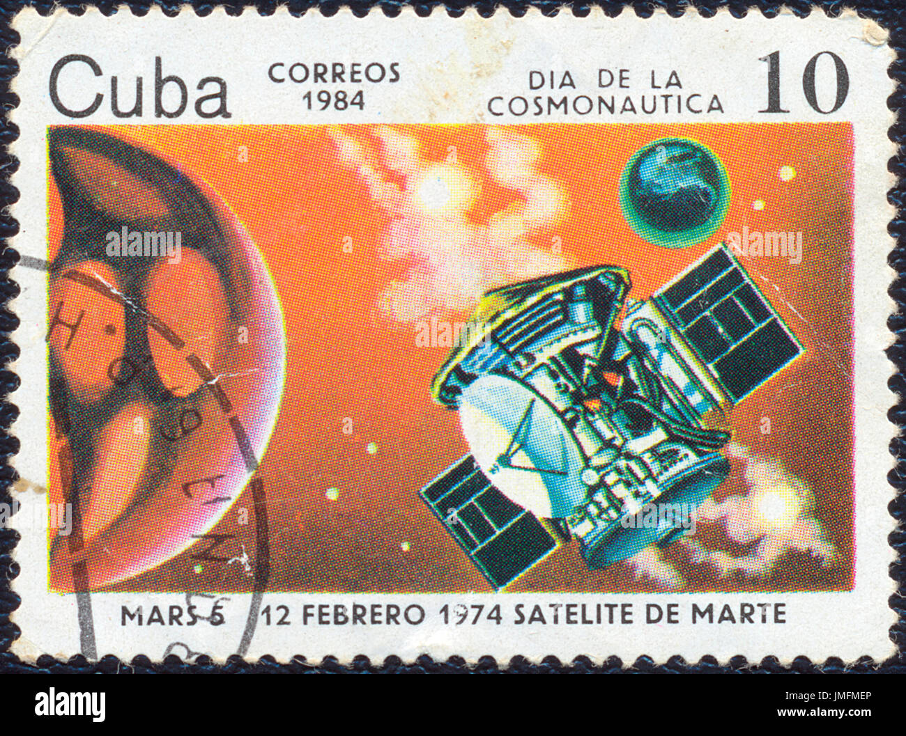 CUBA - CIRCA 1984: Postage stamp printed in Cuba shows the spacecraft ...