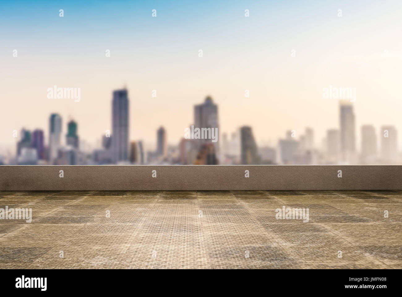 roof top balcony with cityscape background Stock Photo - Alamy