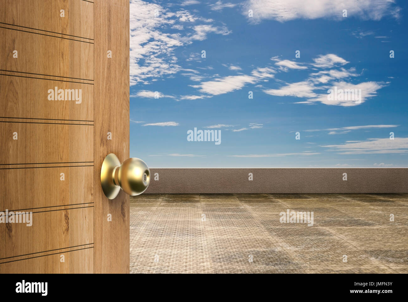 roof top balcony with door opened Stock Photo - Alamy