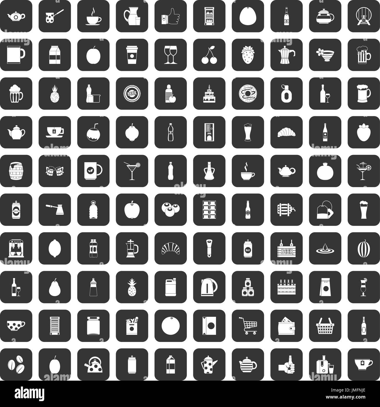 100 beverage icons set black Stock Vector Image & Art - Alamy