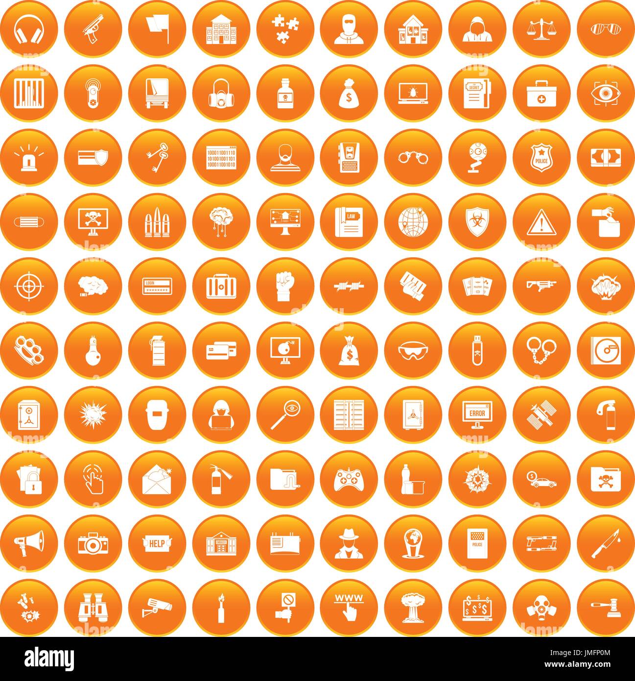 100 hacking icons set orange Stock Vector Image & Art - Alamy