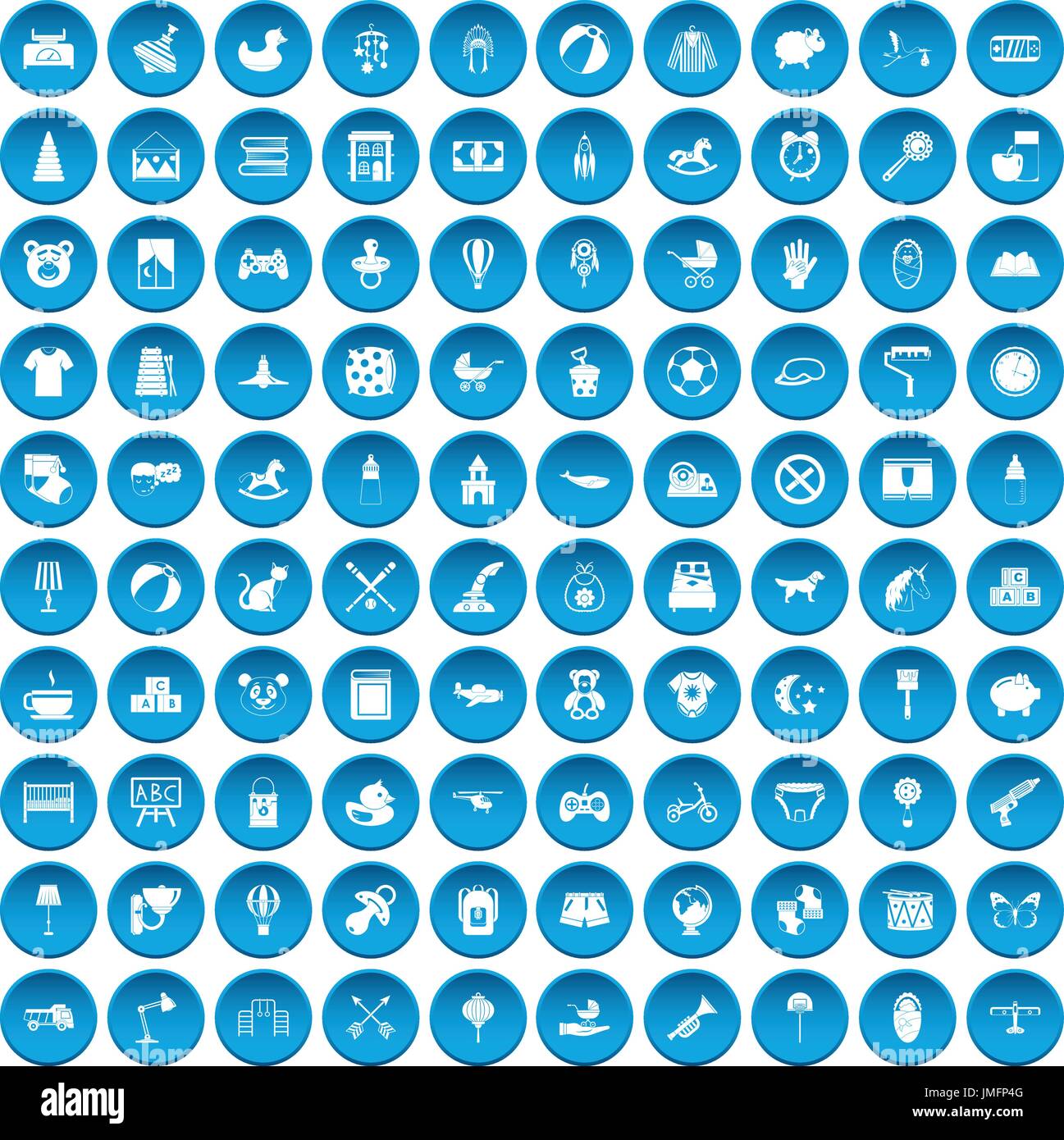 100 nursery icons set blue Stock Vector Image & Art - Alamy