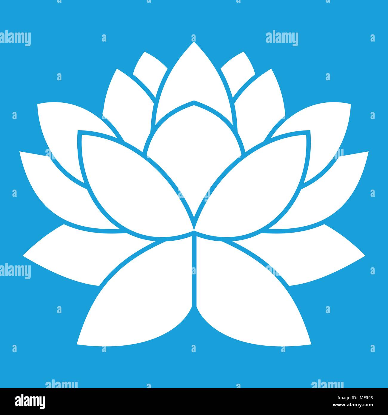 Lotus flower icon white isolated on blue background vector illustration ...