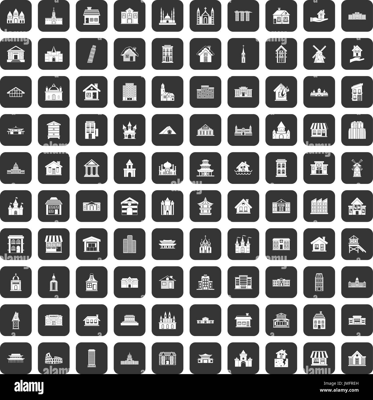 100 building icons set black Stock Vector Image & Art - Alamy