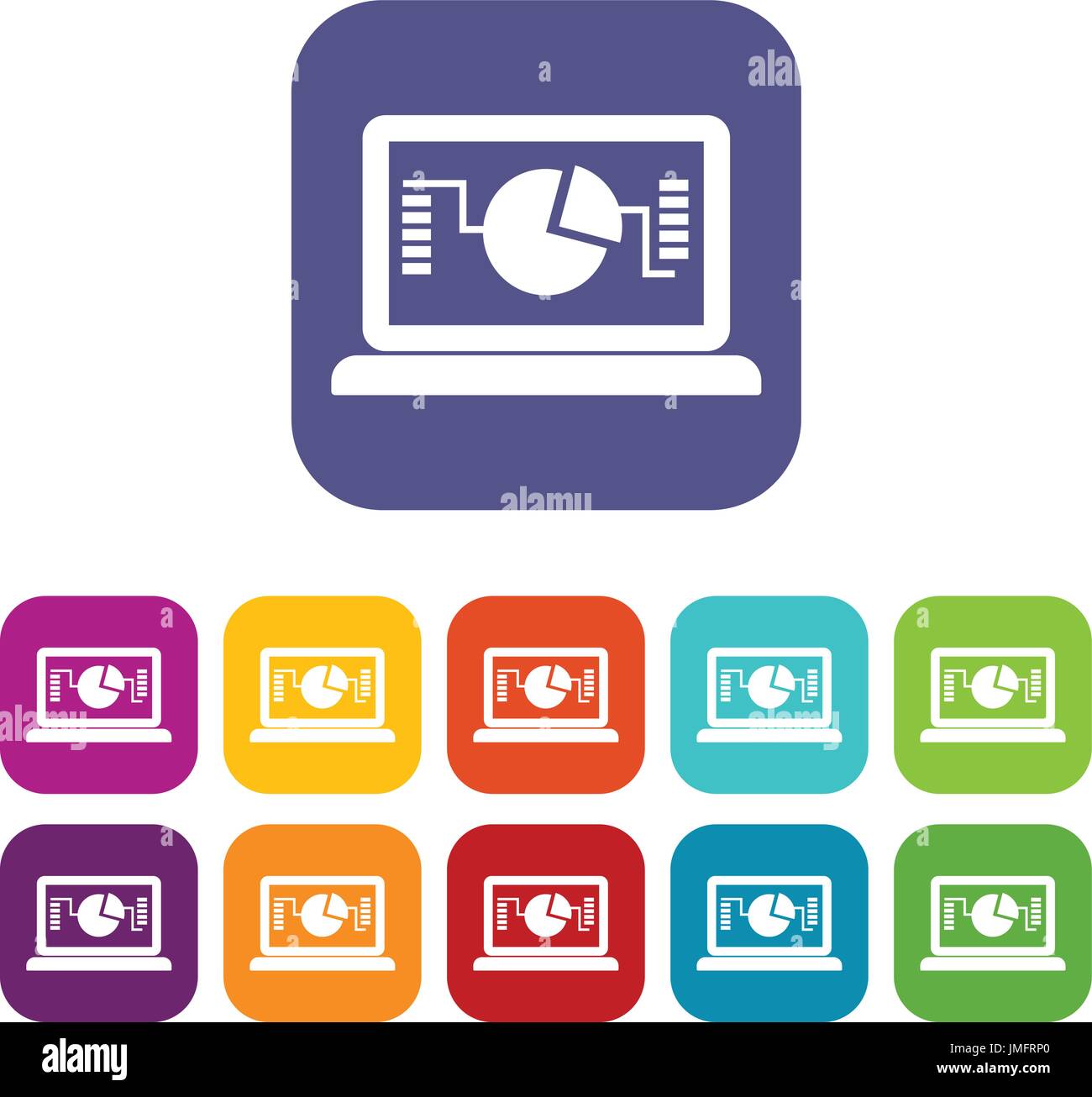 Laptop with business graph icons set Stock Vector Image & Art - Alamy
