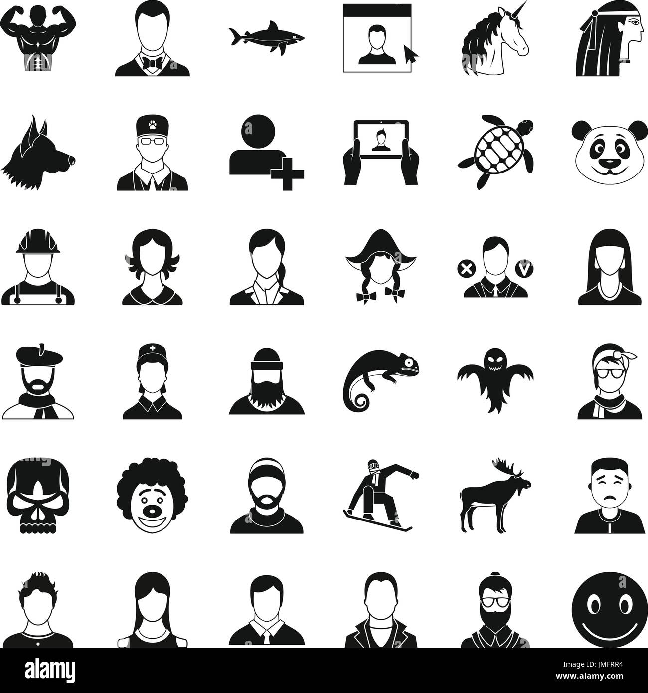 Avatar icons set, simple style Stock Vector Image & Art - Alamy