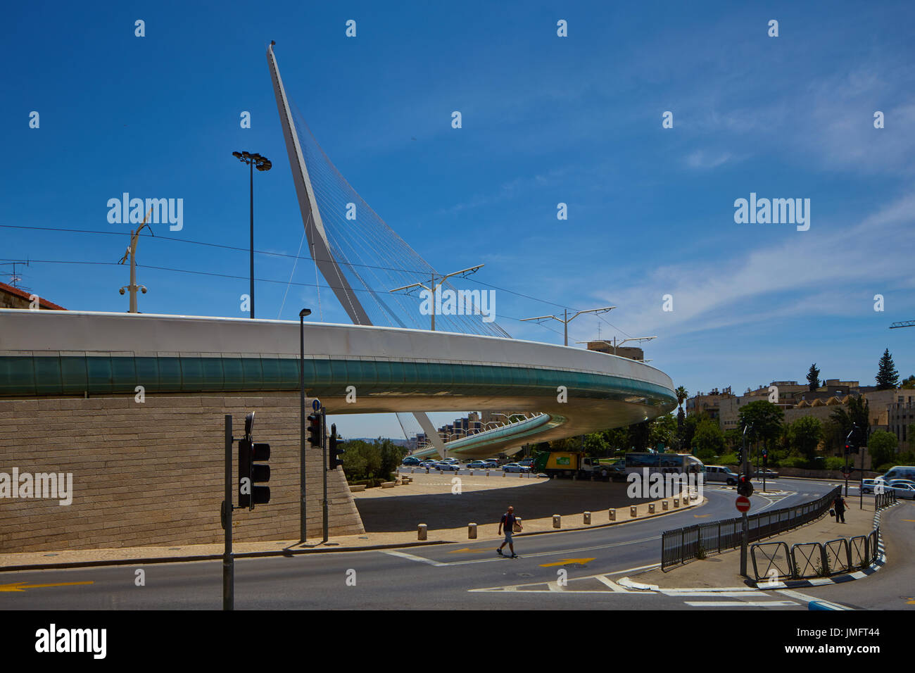 Jerusalem - 20.04.2017: Jerusalem city center famous bridge and ...