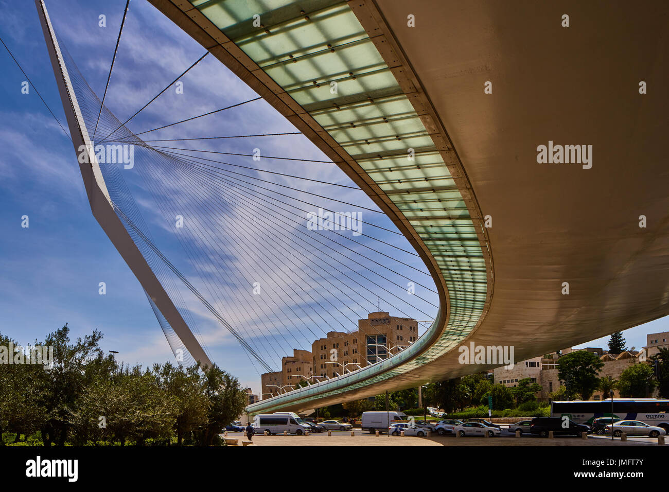 Jerusalem - 20.04.2017: Jerusalem city center famous bridge and ...