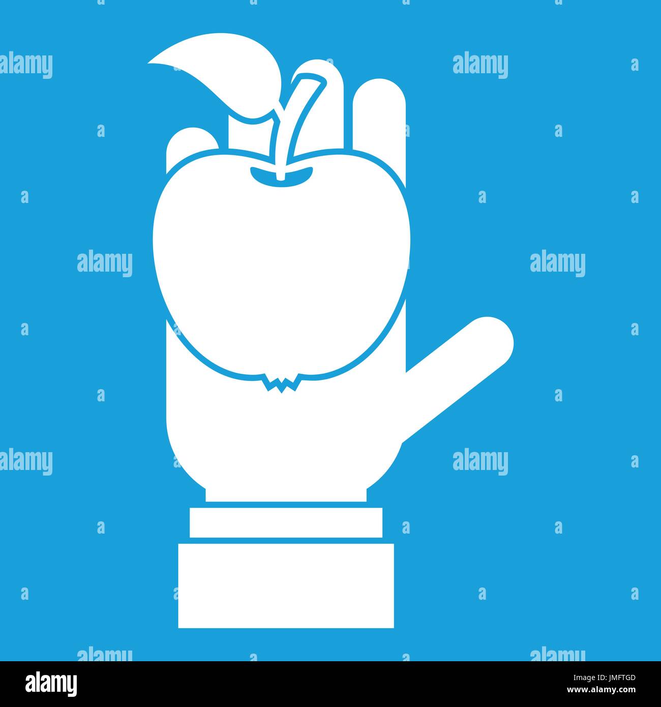 Apple in hand icon white Stock Vector Image & Art - Alamy