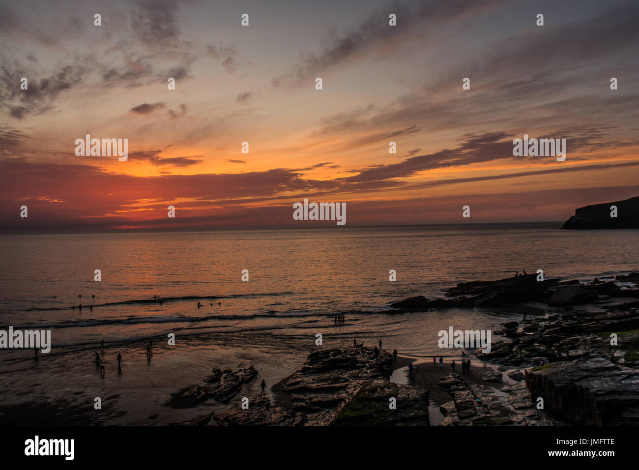 Sunset North Cornwall Stock Photo - Alamy