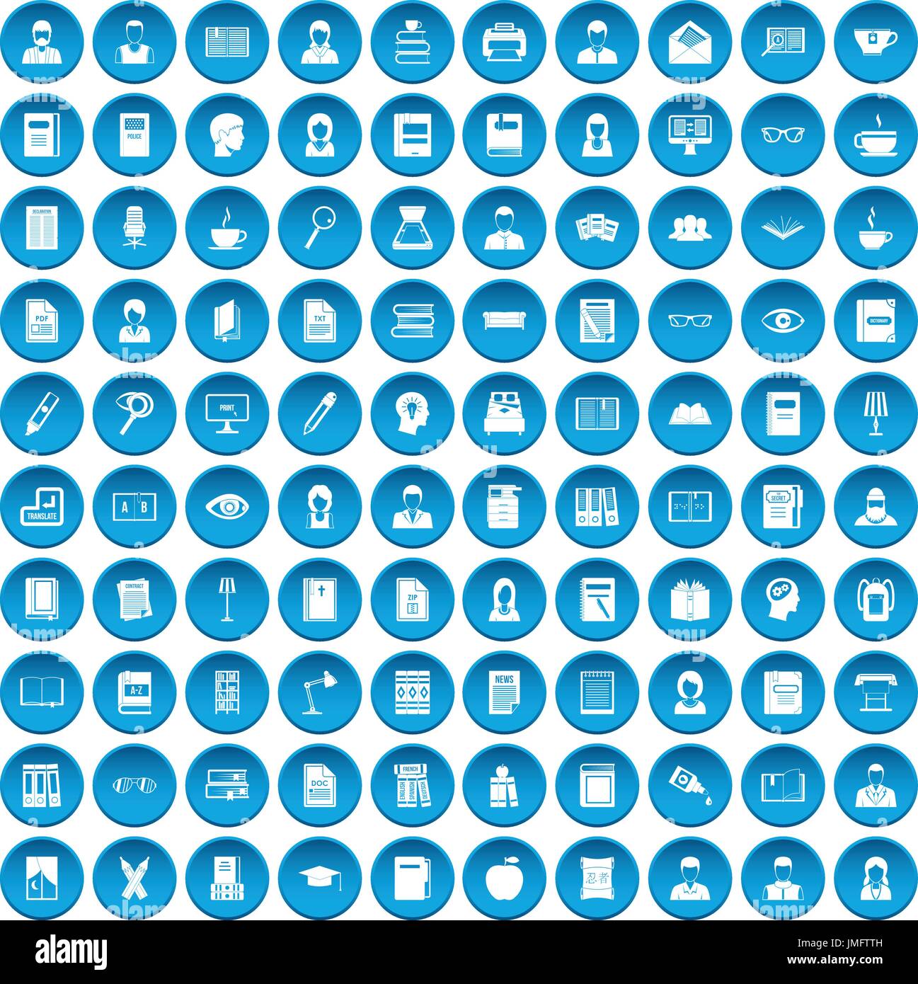100 reader icons set blue Stock Vector Image & Art - Alamy