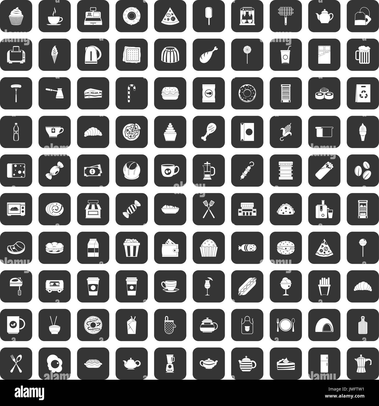 100 cafe icons set black Stock Vector Image & Art - Alamy
