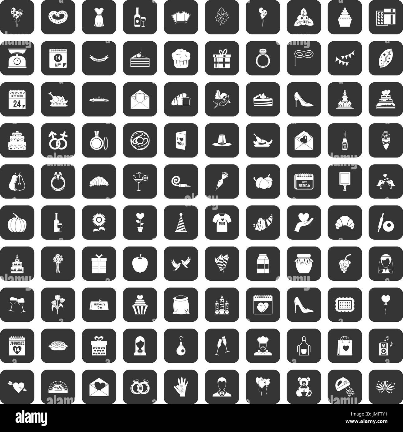 100 cake icons set black Stock Vector Image & Art - Alamy