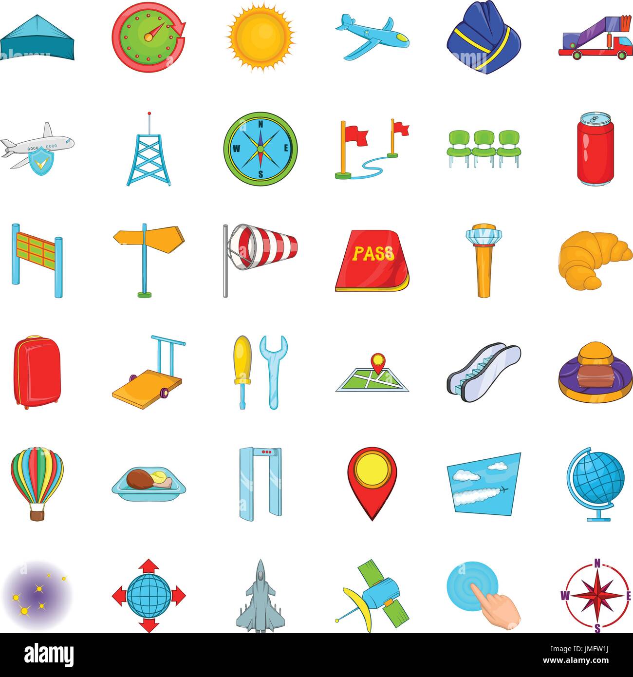 Aviation icons set, cartoon style Stock Vector Image & Art - Alamy