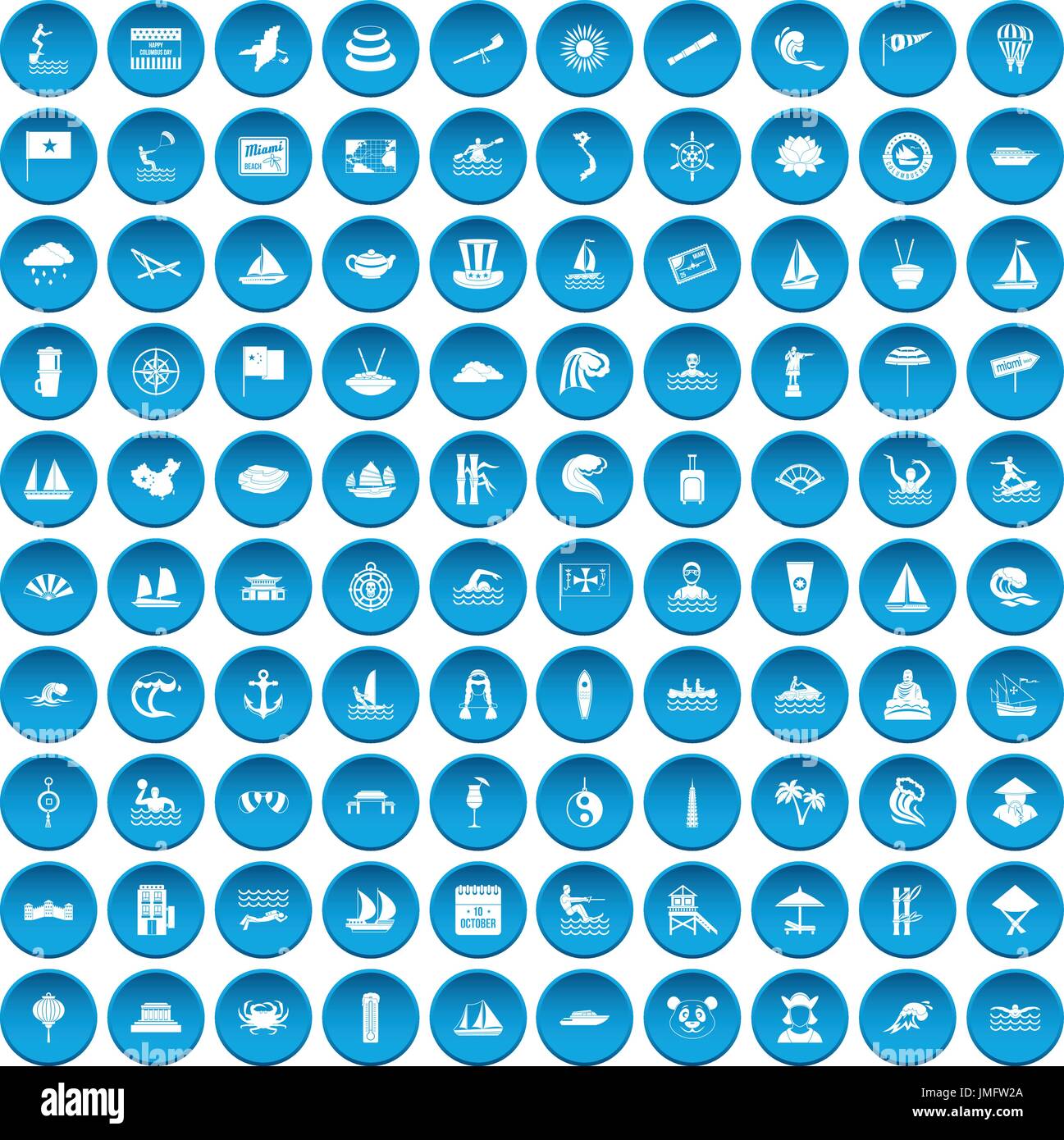 100 sailing vessel icons set blue Stock Vector Image & Art - Alamy