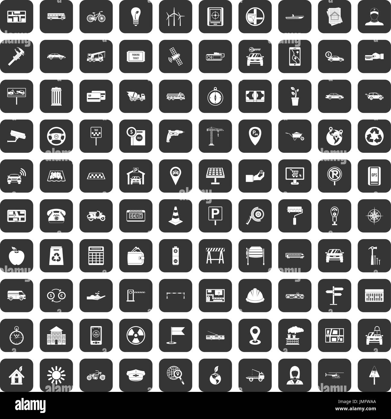 Tram car icons set Black and White Stock Photos & Images - Alamy