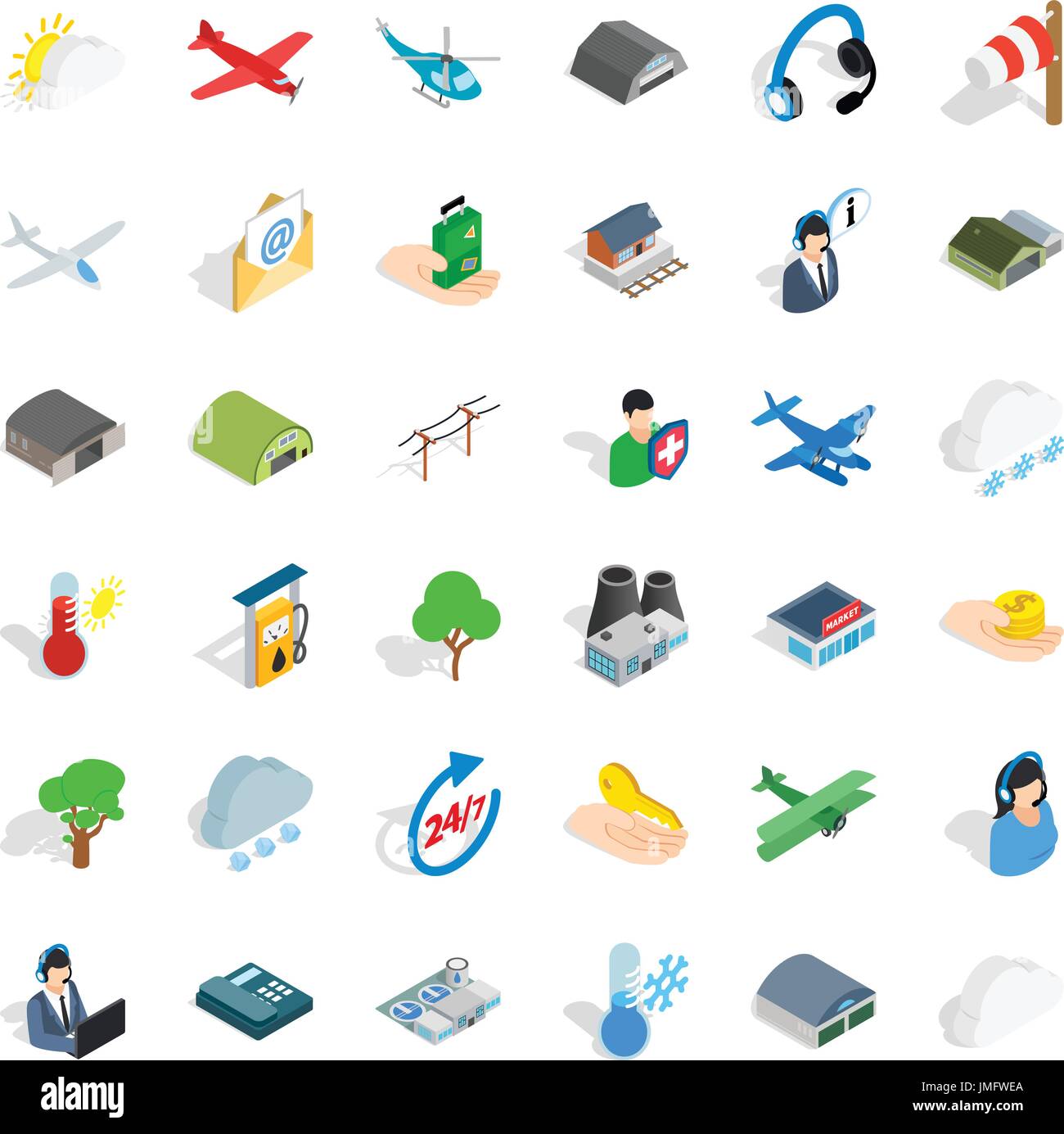 Plane terminal icons set, isometric style Stock Vector Image & Art - Alamy