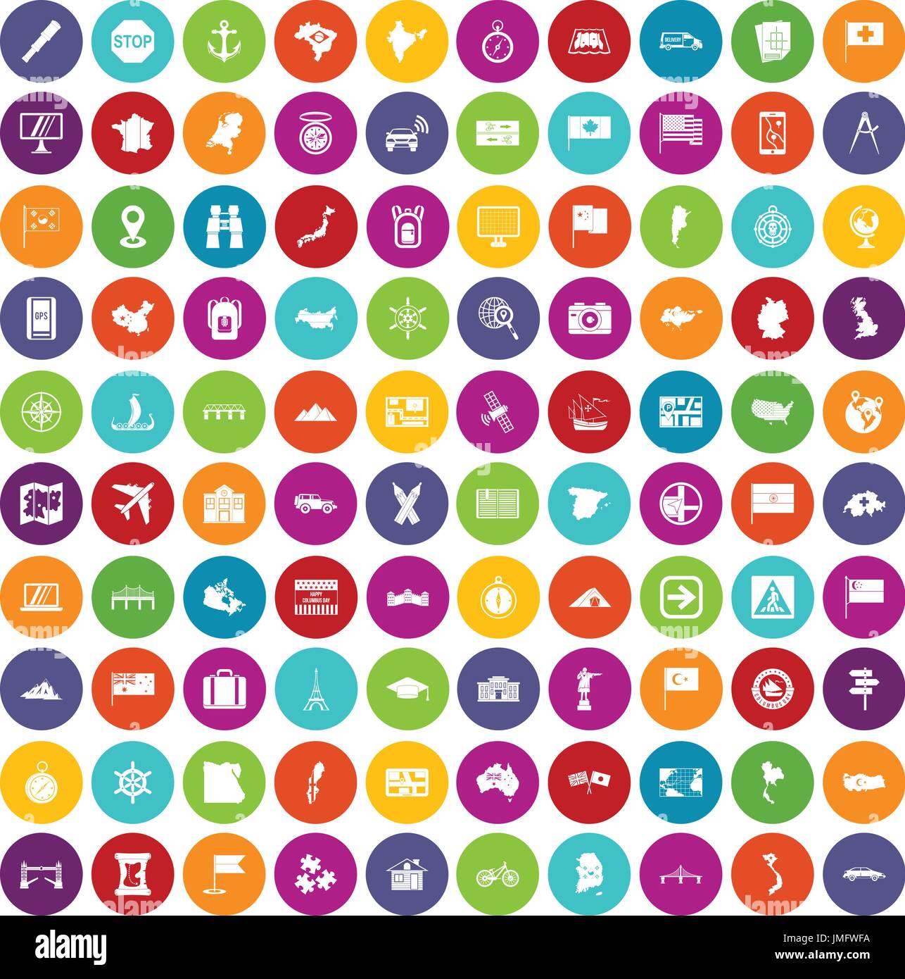 100 cartography icons set color Stock Vector Image & Art - Alamy