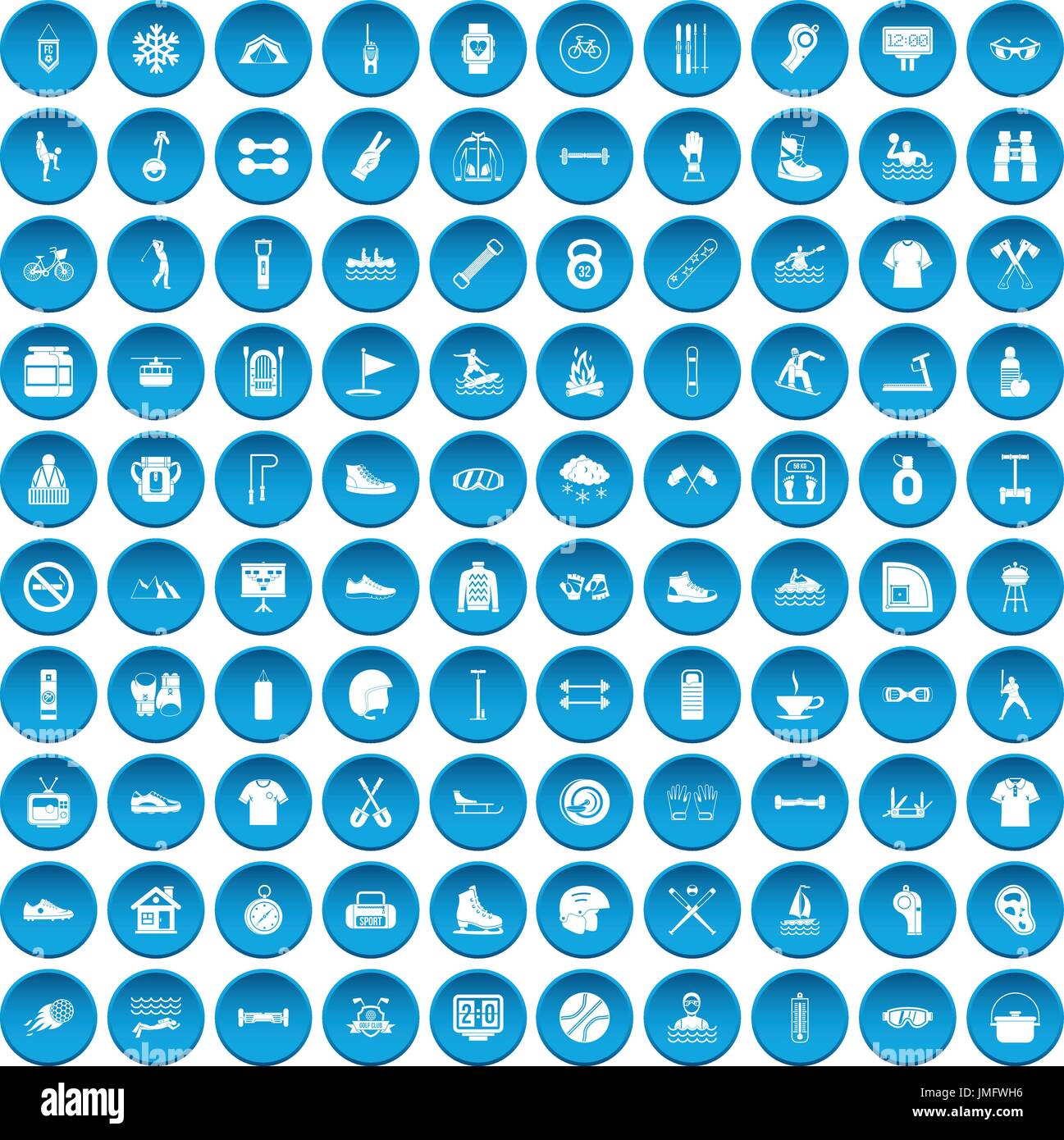 100 sport life icons set blue Stock Vector Image & Art - Alamy