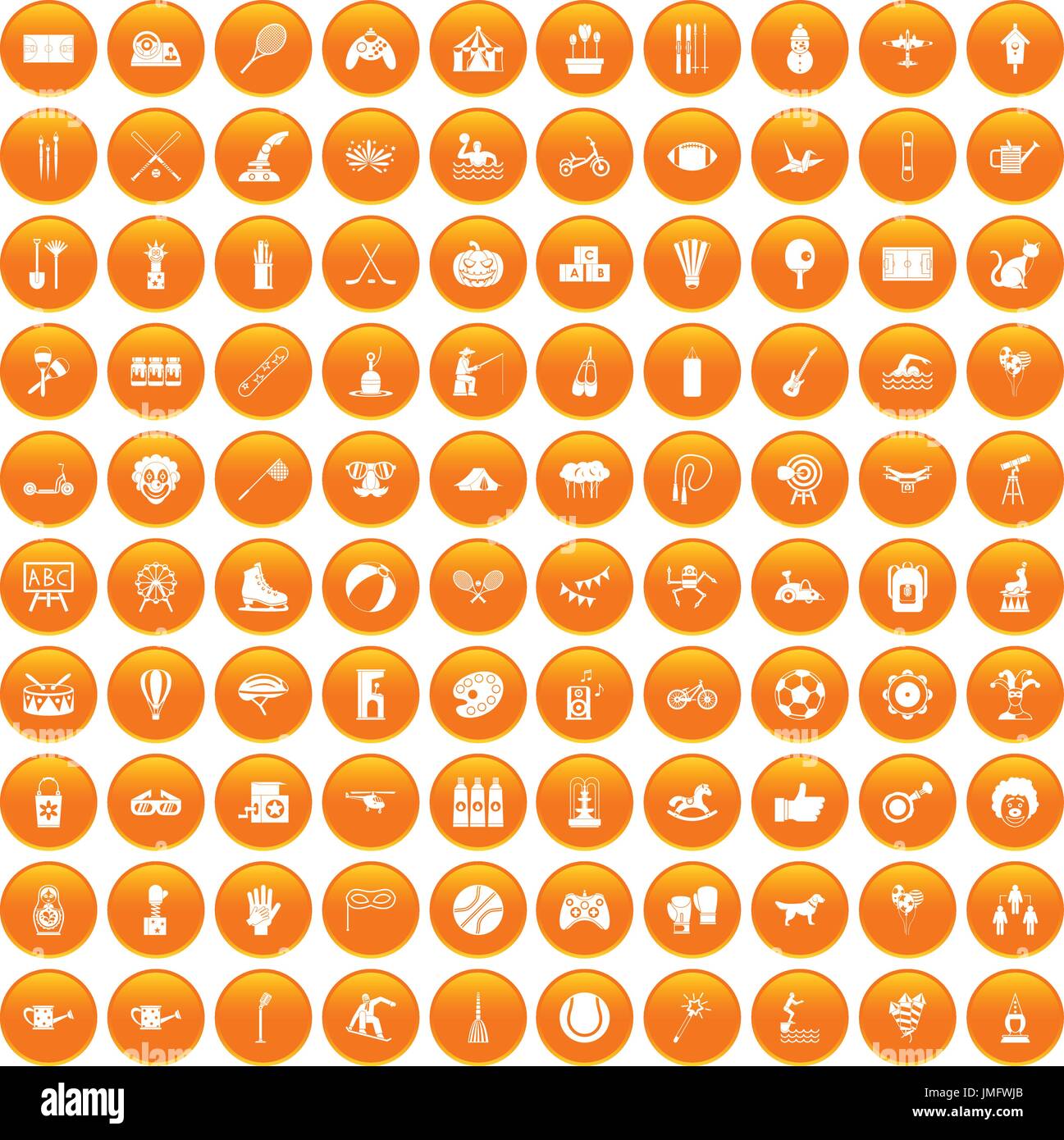 100 kids activity icons set orange Stock Vector Image & Art - Alamy